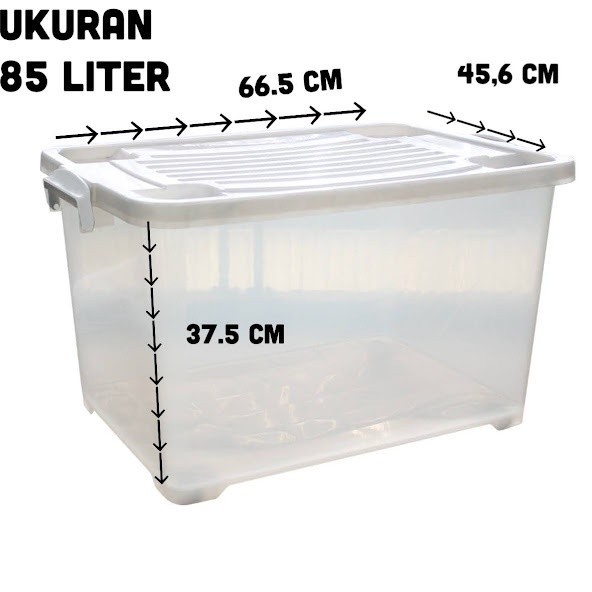 Jual Box Container Plastik Transparan 85 Liter Dengan Roda / Kotak ...