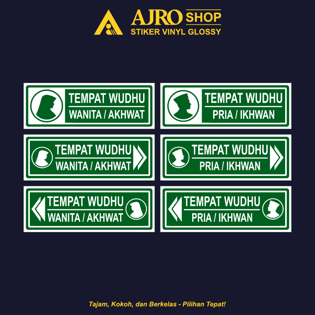 Jual Stiker Tempat Wudhu Pria / Wanita | Ukuran 28,5x10 / 20x7 Cm ...