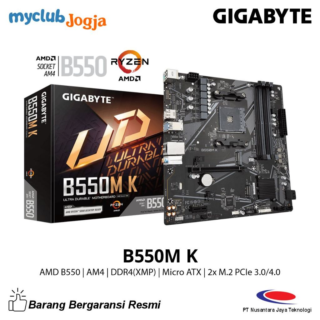 Jual GIGABYTE B550M K Motherboard AMD B550 AM4 DDR4 XMP NVMe Micro ATX | Shopee Indonesia