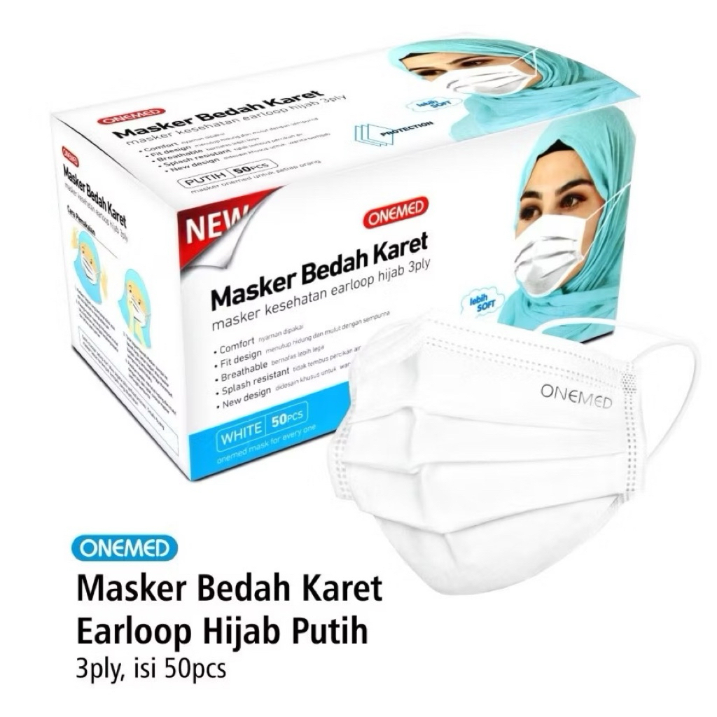 Jual ONEMED | Masker Jilbab 3 Ply | Masker Karet Jilbab | Masker Medis ...