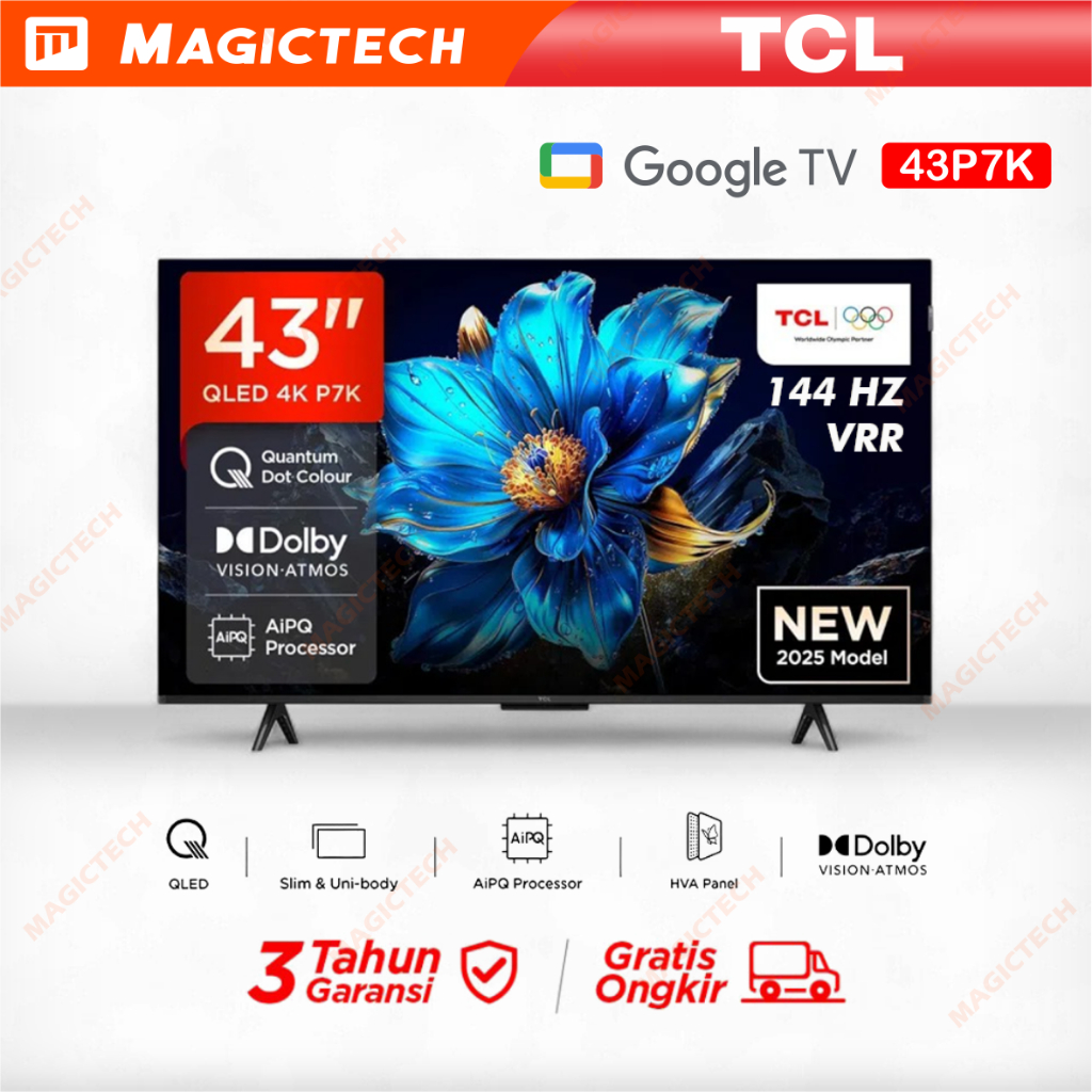 Jual TV TCL QLED 43 Inch / 43" P7K SMART GOOGLE TV 4K UHD HVA PANEL HDR 10+ Dolby Vision Atmos ...