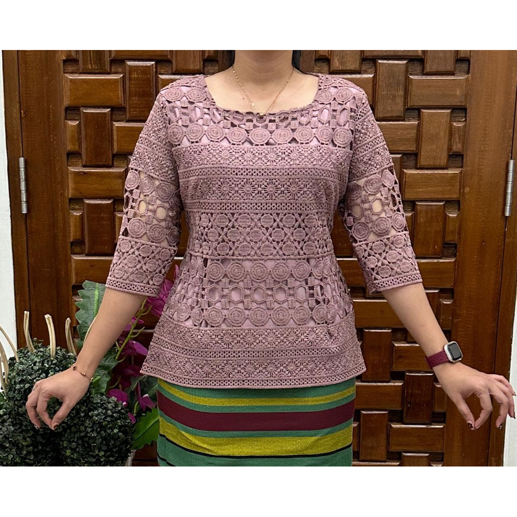 Jual Blus / atasan /Brokat bangkok | Shopee Indonesia