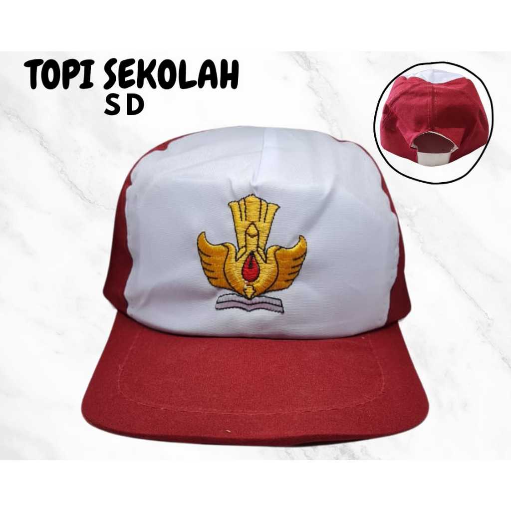 Jual Topi Sekolah topi anak sekolah SD dengan 2 warna dan ukuran all ...