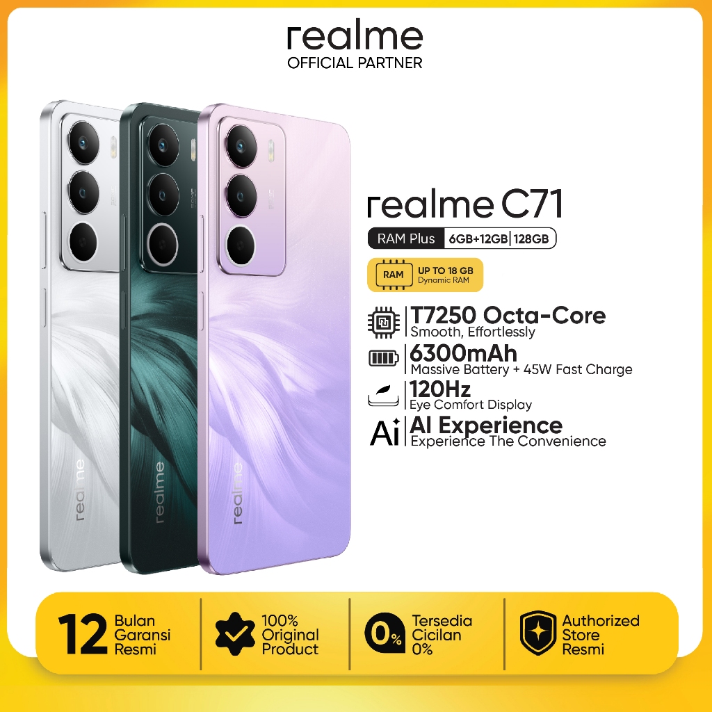 Jual realme C71 6GB+128GB* | 6300mAh Massive Battery & 45W Fast Charge | 120Hz Eye Comfort ...