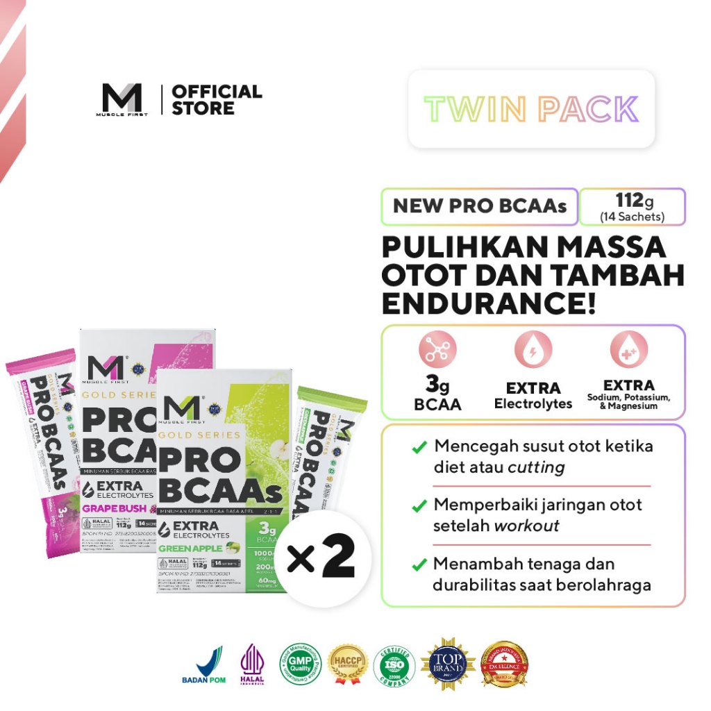 Jual [BUNDLE] MUSCLE FIRST Pro BCAA 14 Sachets x2 - Suplemen Recovery ...