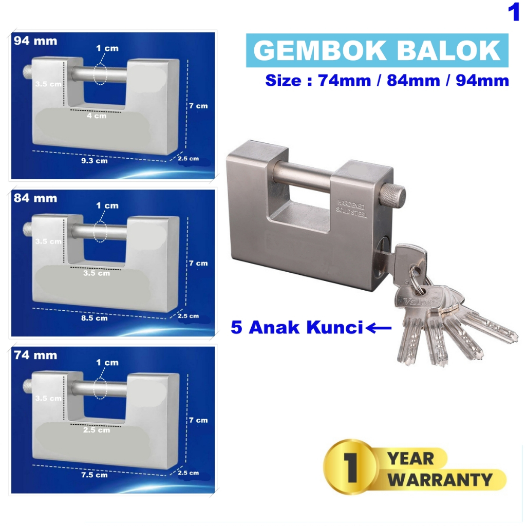 Jual Gembok Balok Pagar Besar Pintu Rumah Anti Maling Rolling Door ...