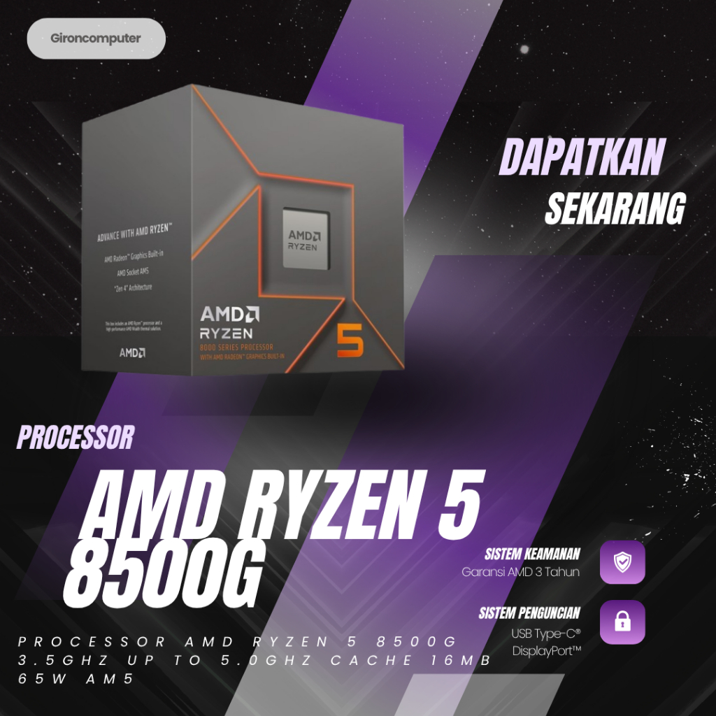 Jual Processor AMD Ryzen 5 8500G 3.5Ghz Up To 5.0Ghz Cache 16MB 65W AM5 ...