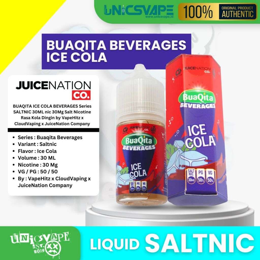 Jual LIQUID BUAQITA ICE COLA BEVERAGES Series SALTNIC 30ML nic 30Mg ...