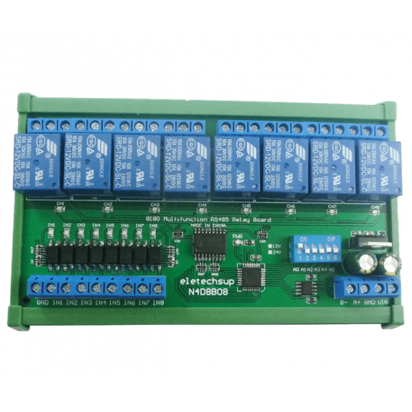 Jual MODBUS RTU RS485 Relay Module DC 12V 8I8O with DIN Rail Box | Shopee Indonesia