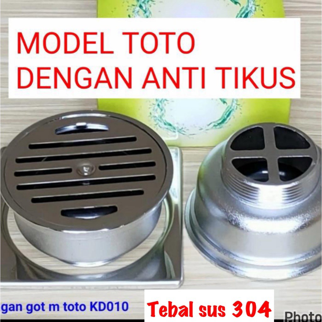 Jual floor drain model toto ukuran 3 inc stainless tebal anti tikus saringan got kamar mandi ...