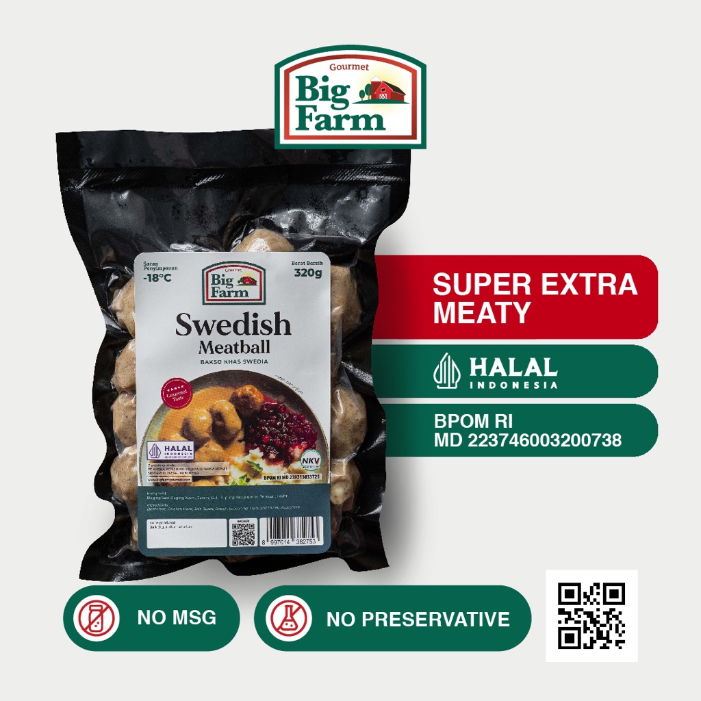 Jual Big Farm Swedish Meatball 320gr (20 pcs) - Bakso Khas Swedia ...