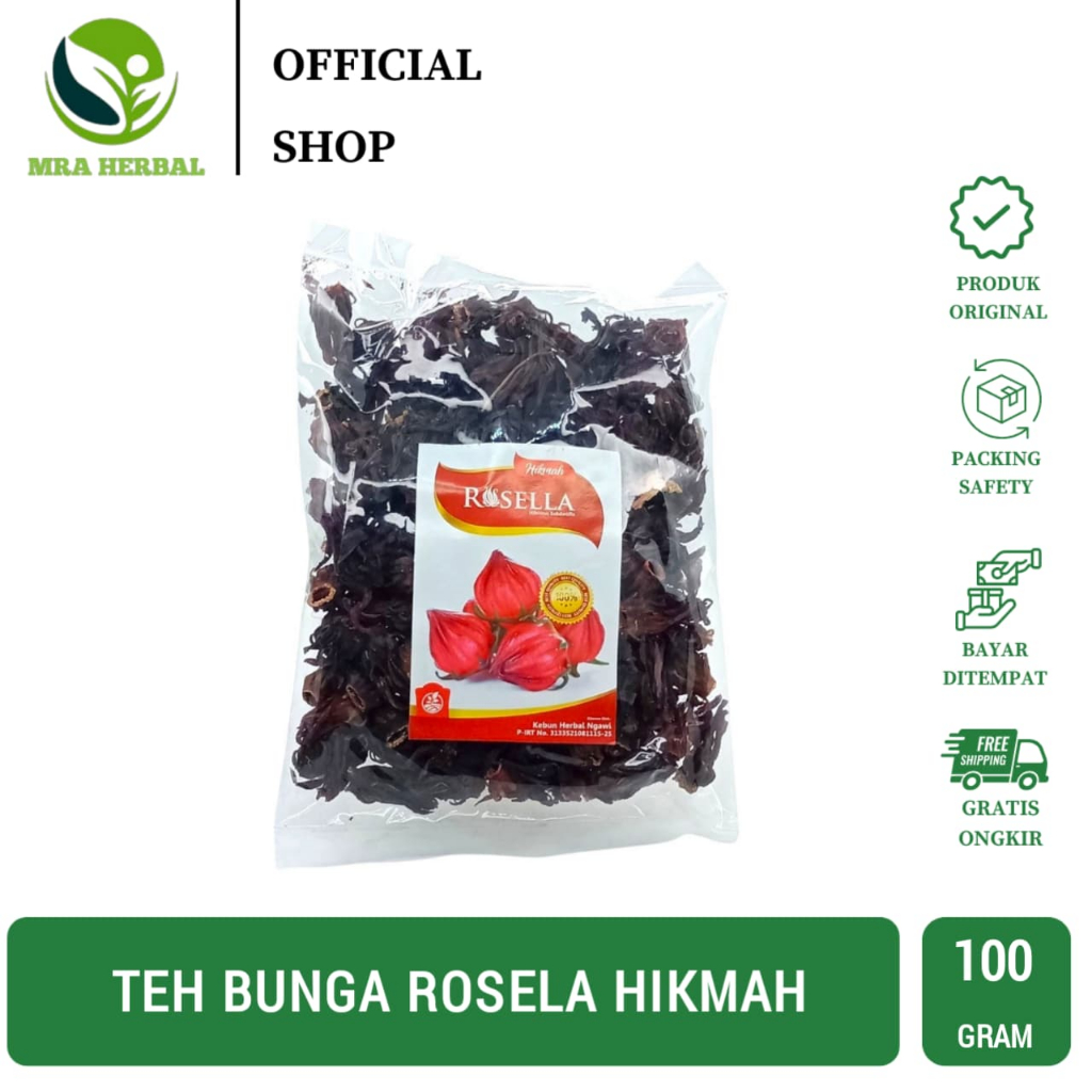Jual Teh Bunga Rosela Merah I Teh Seduh Rosella Hikmah Isi 100gr ...