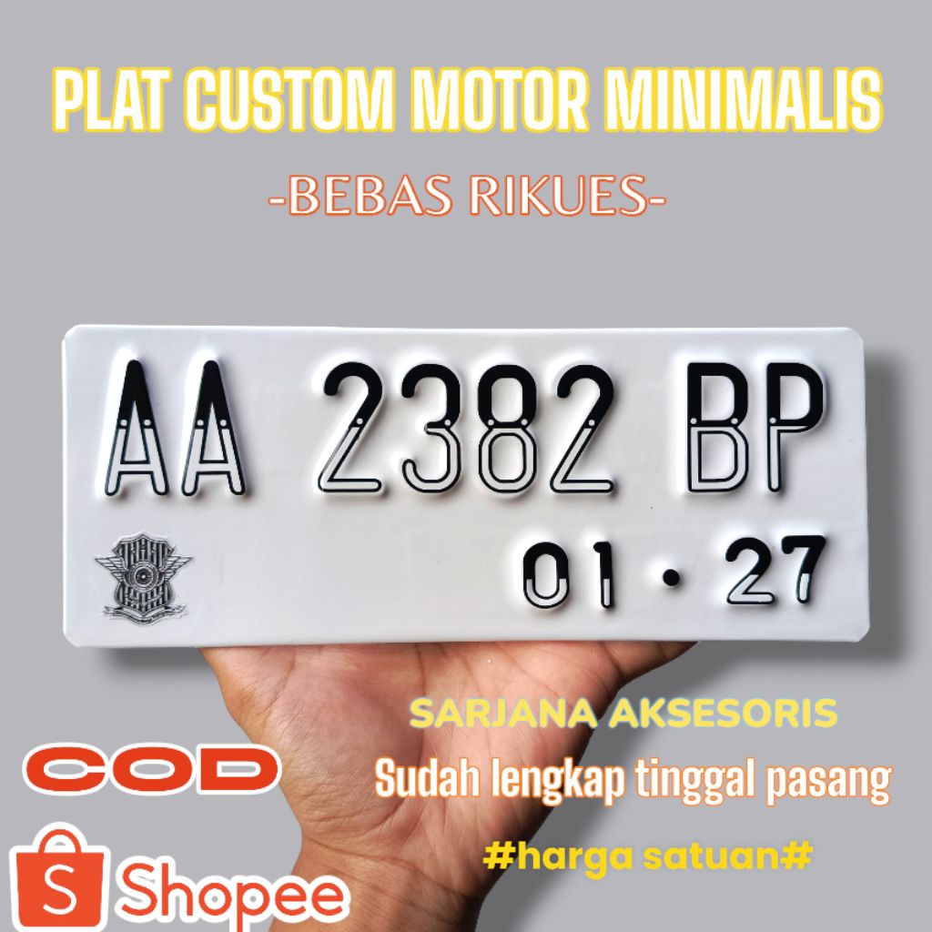Jual custom plat minimalis font setengah bolong(BAUT TANAM) Harga ...