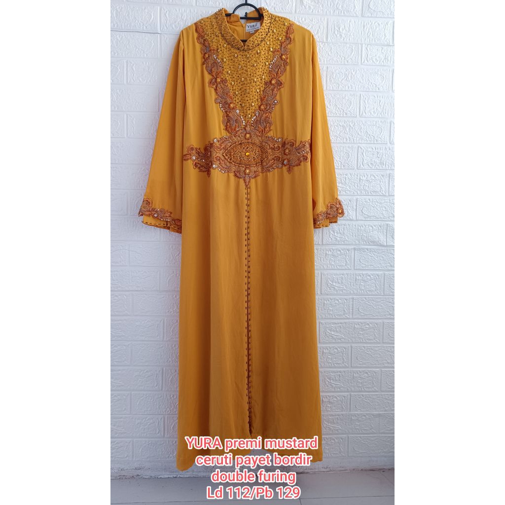 Jual gamis mewah mustard cerutipayet plvd | Shopee Indonesia