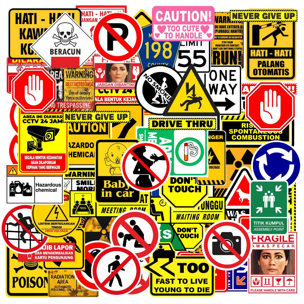 Jual Stiker Pack Rambu Lalu lintas keren buat helm, laptop, gitar dan ...
