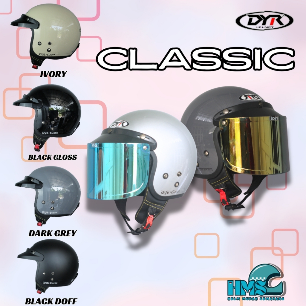 Jual HELM DYR CLASSIC RETRO CARBON & SOLID WARNA LENGKAP ORIGINAL, HELM ...