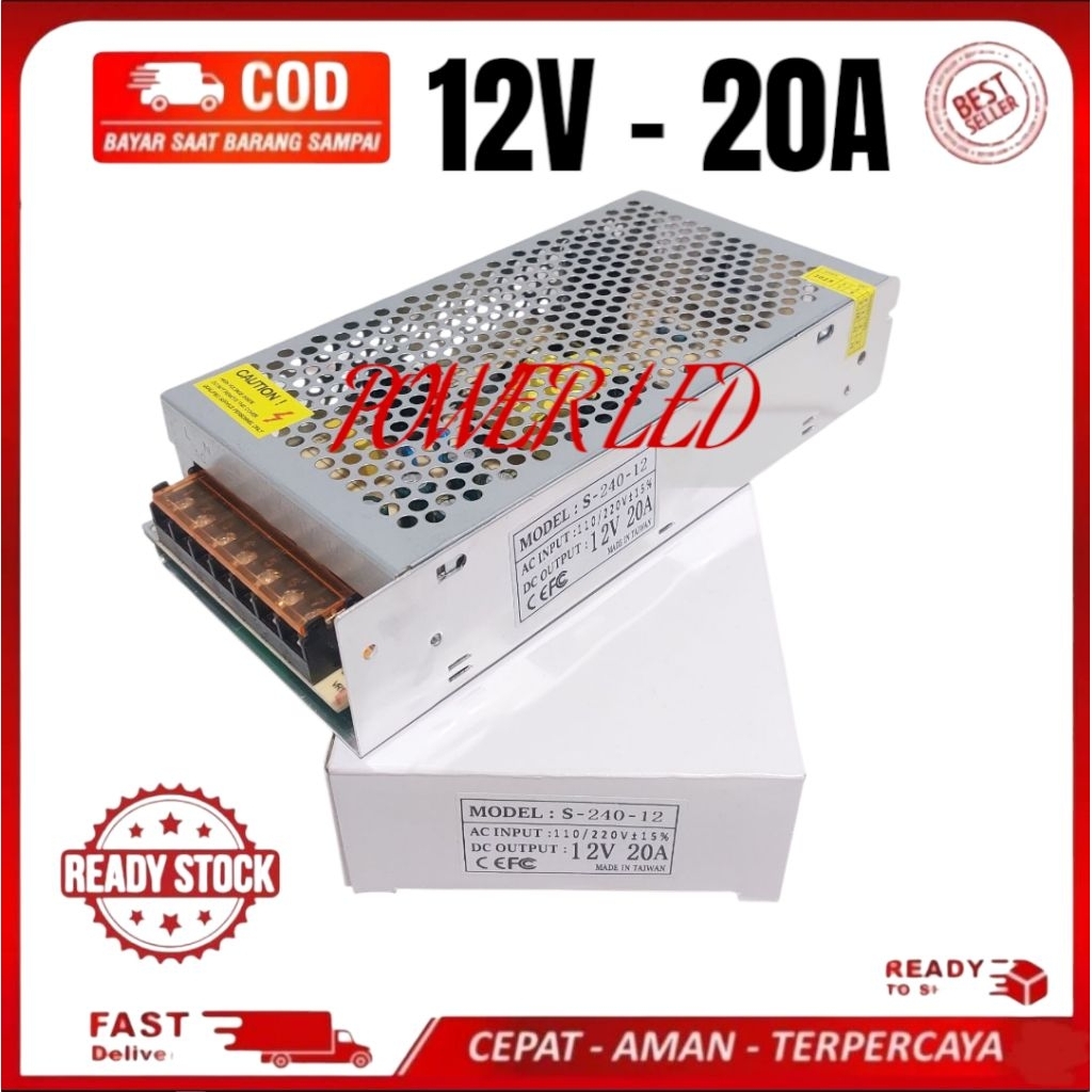 Jual PSU 20A 12V 240W power supply 12Volt 20 Amper Trafo indoor 20A 12V ...