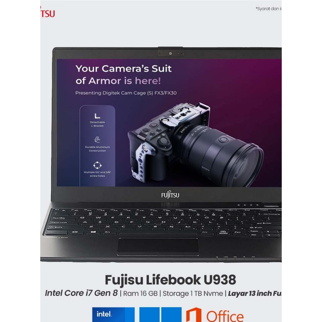Jual Laptop Fujitsu U938 Core i7 Gen 8 Ram 20 GB SSD 1 TB layar 13 inch ...
