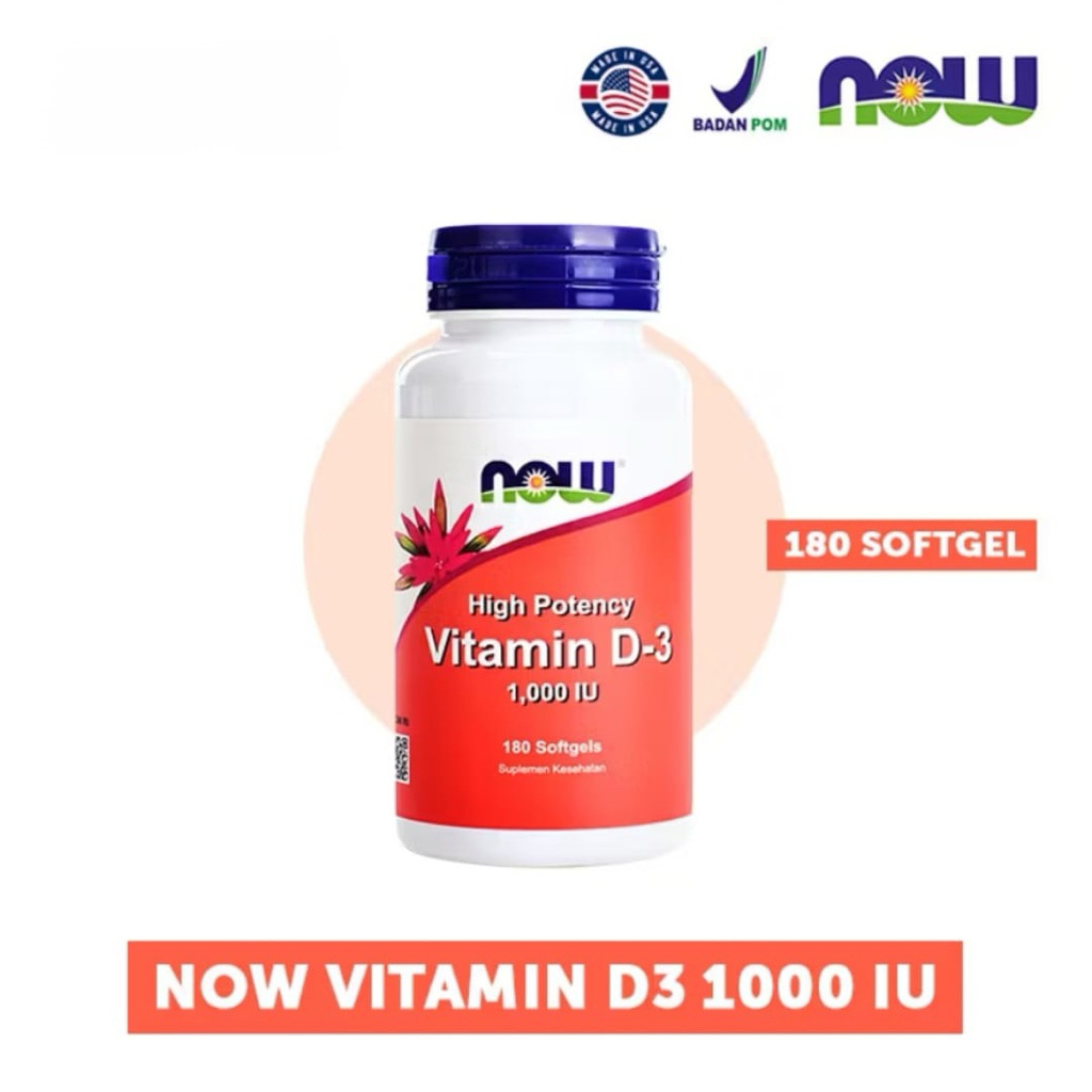 Jual NOW FOODS Vitamin D3 1000 IU High Potency 180 softgel - Vit D MADE ...