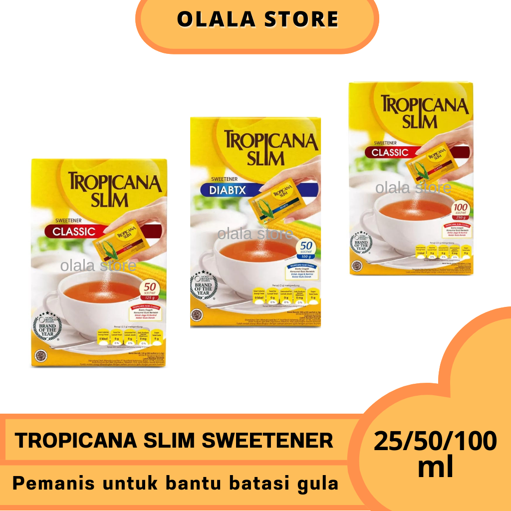 Jual Tropicana Slim Sweetener Classic & Diabetic 25's, 50's ,100's ...