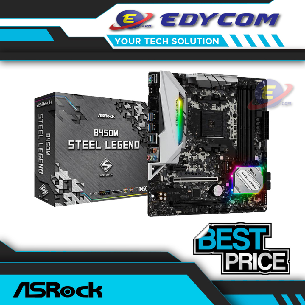 Jual Motherboard ASRock B450M Steel Legend (AM4, AMD Promontory B450 ...