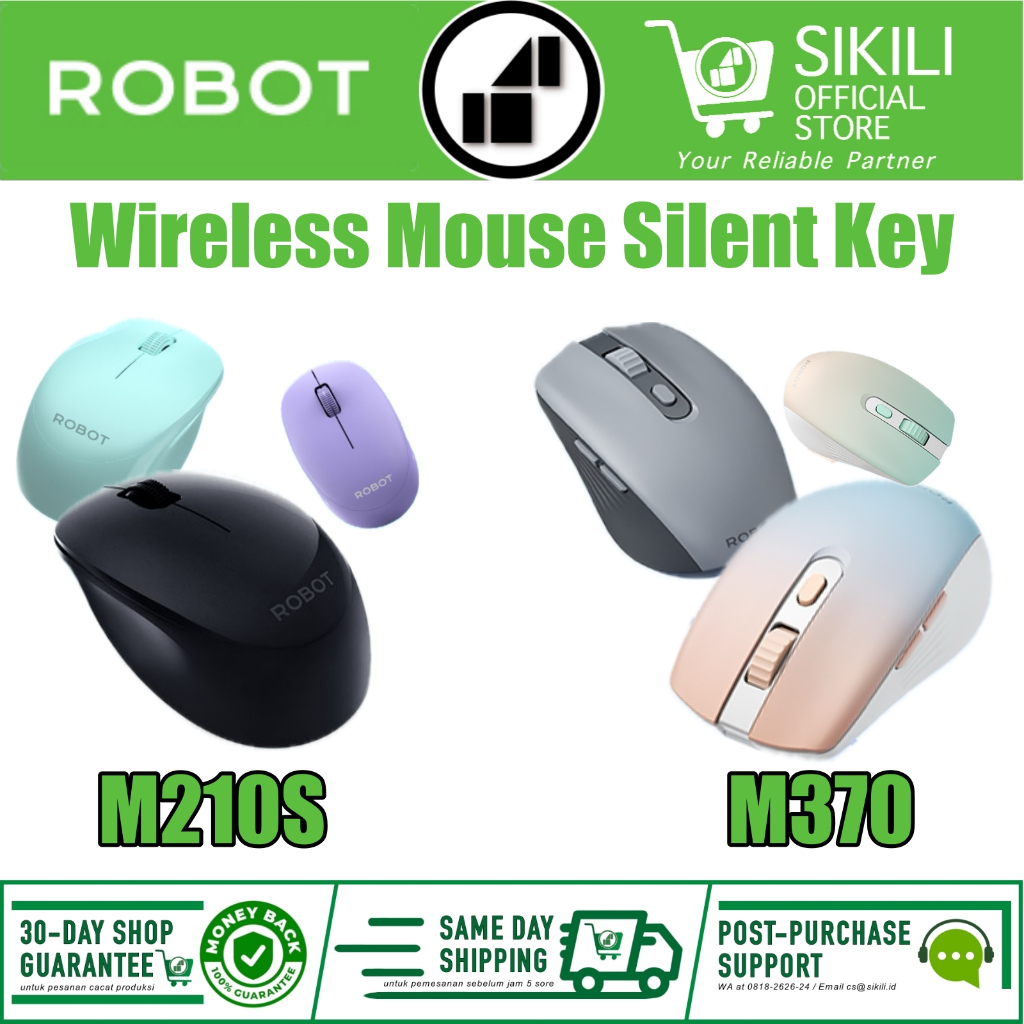Jual Robot Wireless Mouse Silent Key Series M210s/M370 1600DPI 2.4G ...