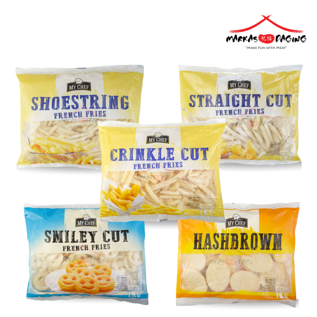 Jual MY CHEF SHOESTRING | STRAIGHT CUT | CRINKLE CUT | SMILEY CUT 1kg | HASHBROWN | Kentang ...