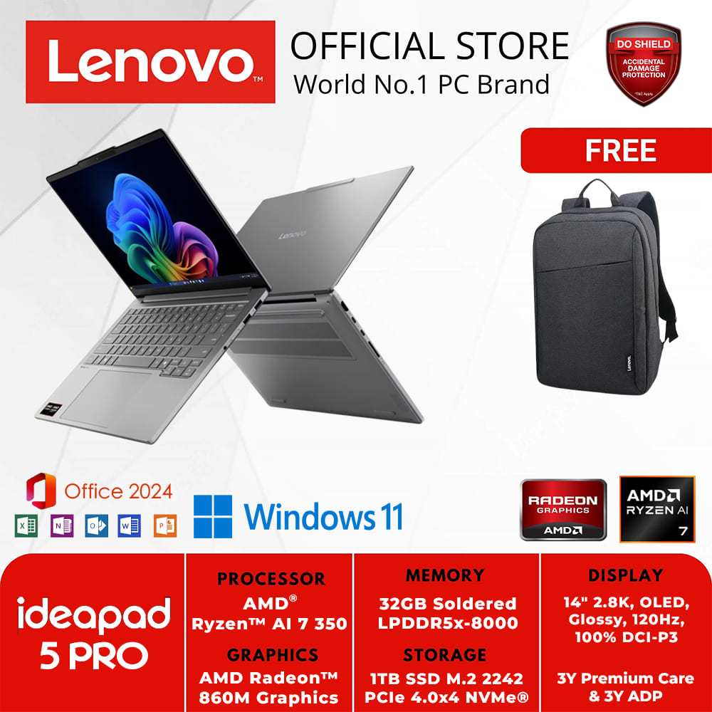 Jual LENOVO IDEAPAD 5 PRO-14AKP10 1HID GREY AMD RYZEN 7 AI-350 32GB 1TB ...