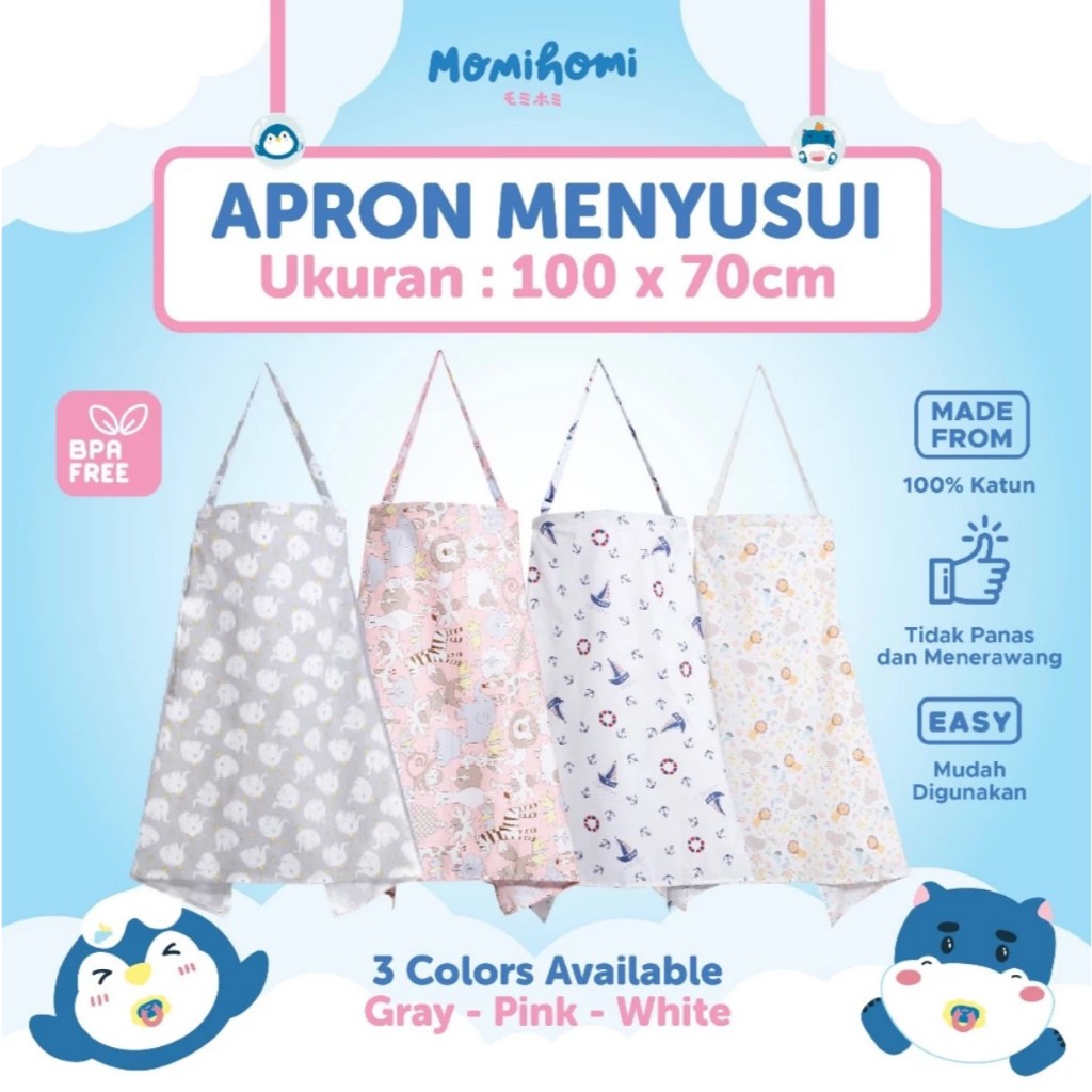 Jual MOMI HOMI Apron Menyusui Tidak Nerawang Nursing Apron Cotton ...