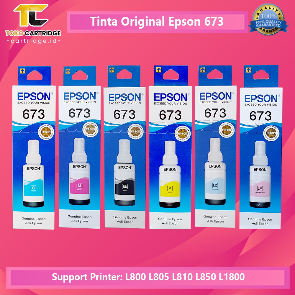 Jual Tinta Epson 673 T673 Original 1 SET Warna CMYK LC LM Refill Ink ...