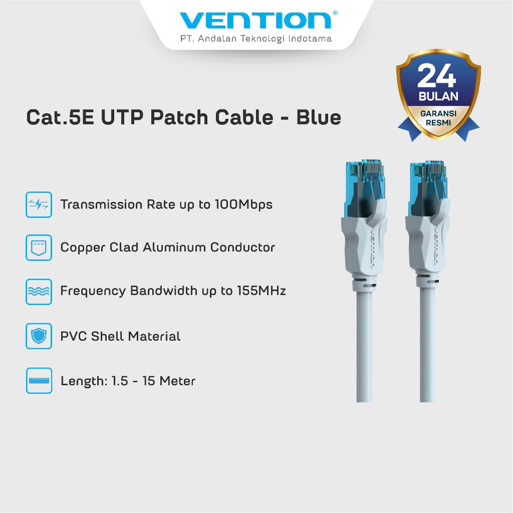 Jual Vention Kabel LAN Cat 5e RJ45 UTP Patch Cord Ethernet Gigabit ...