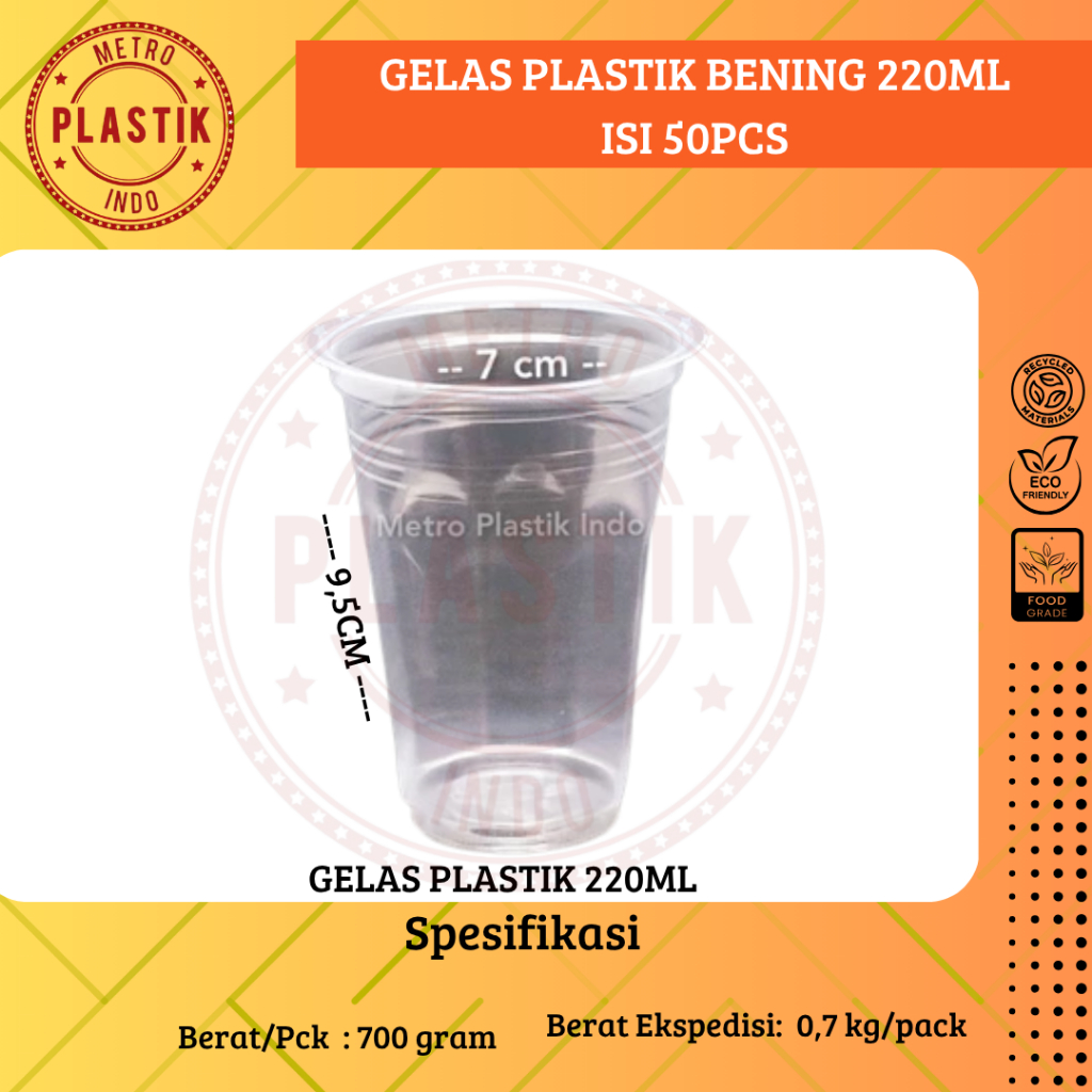 Jual Gelas Plastik Bening Gelas Kopi Teh 220ml @50pcs | Shopee Indonesia
