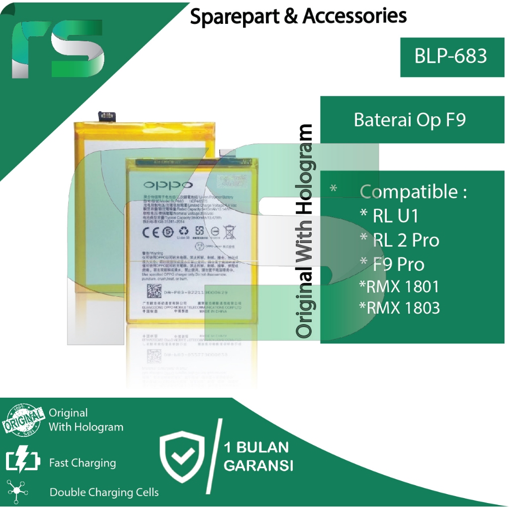 Jual BATERAI OP F9 / BATERAI RL 2 / RL 2 PRO UI A7X BATRE BLP683 ...