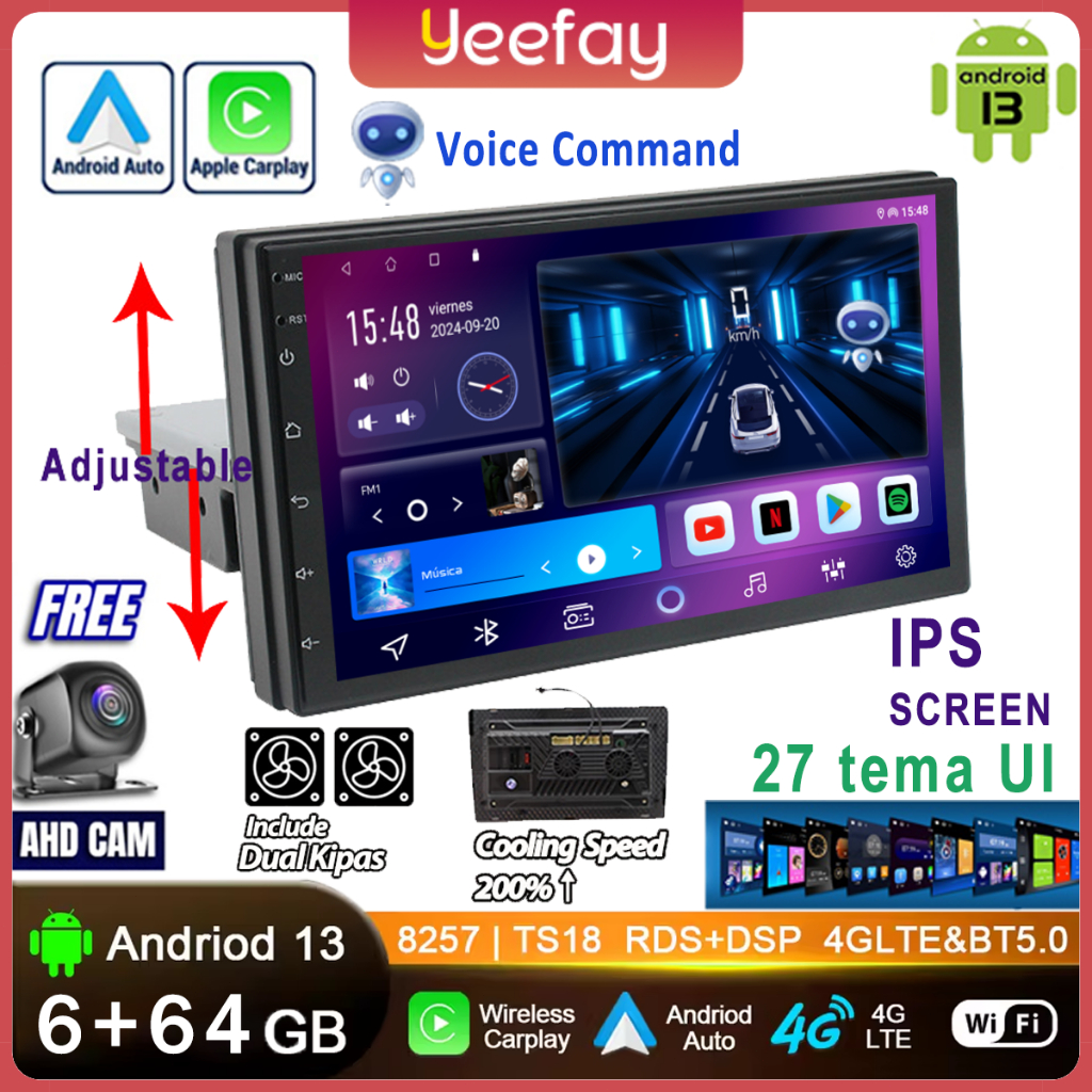 Jual Dual Kipas LALAHOO 6G+64G Universal Single Din Android 13 Head Unit Untuk Semua 12V Mobil 7 ...