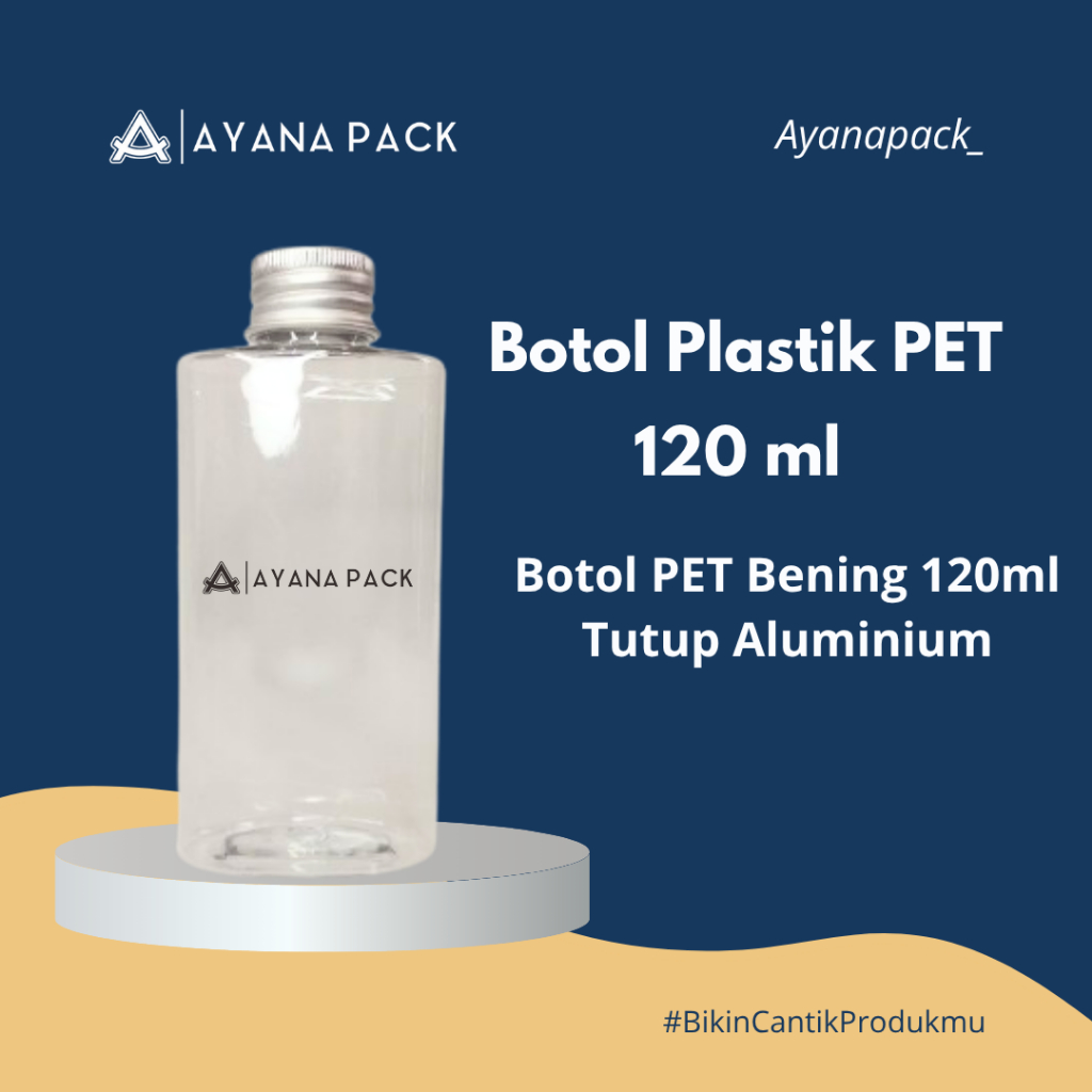 Jual BOTOL PLASTIK 120ML BENING TUTUP ALUMINIUM / BOTOL PLASTIK CLEAR ...