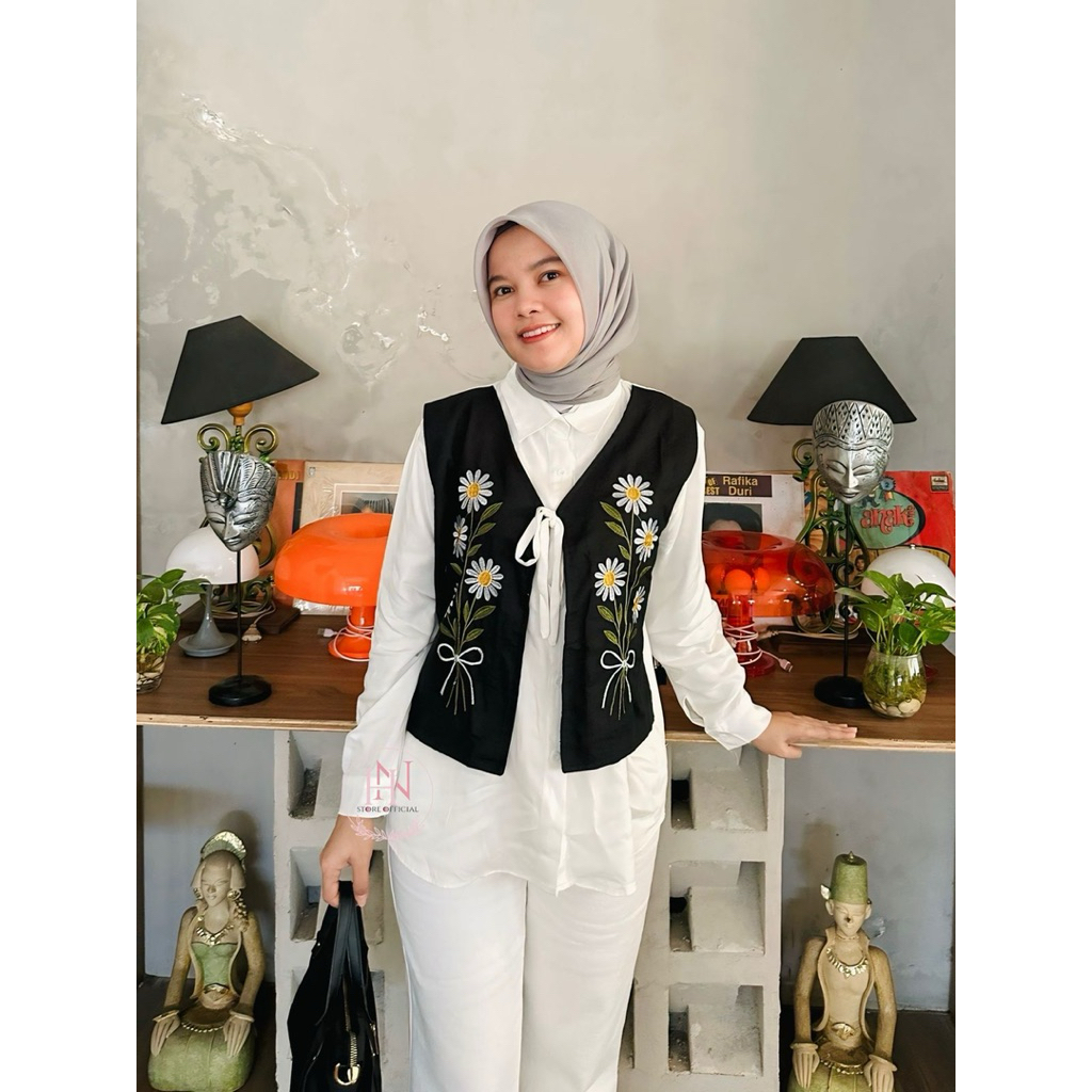 Jual Priska Kemeja Rompi Vest Wanita Korean Style | Shopee Indonesia