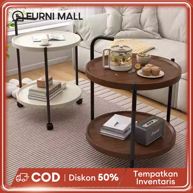 Jual Meja Teh Dengan Sisi Roda/Meja Tamu/Meja bulat/Meja Kecil Kamar ...