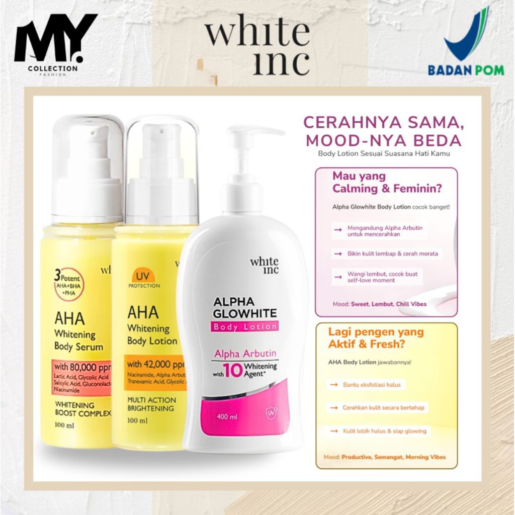 Jual [READY] WHITE INC ISI 2 AHA WHITENING BODY LOTION & BODY SERUM ...