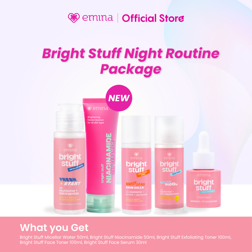 Jual Emina Bright Stuff Complete Night Routine Package (Serum, Toner ...