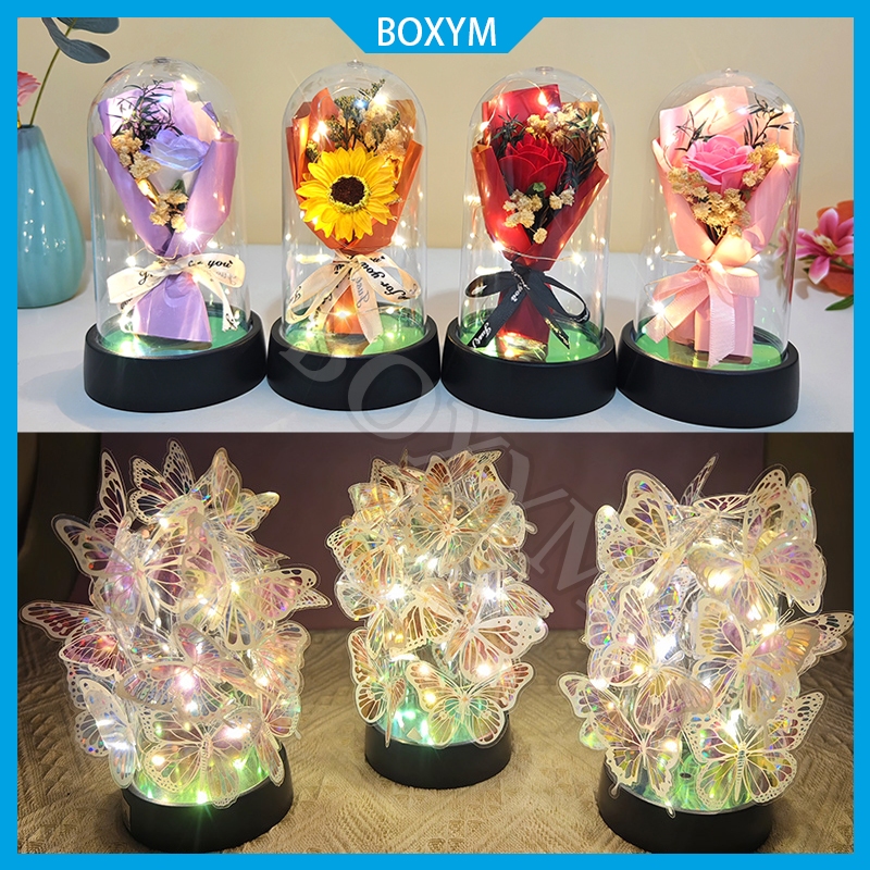 Jual DIY Butterfly Lampu Gift Box / Mawar Bunga Led Bunga Hadiah Ulang ...