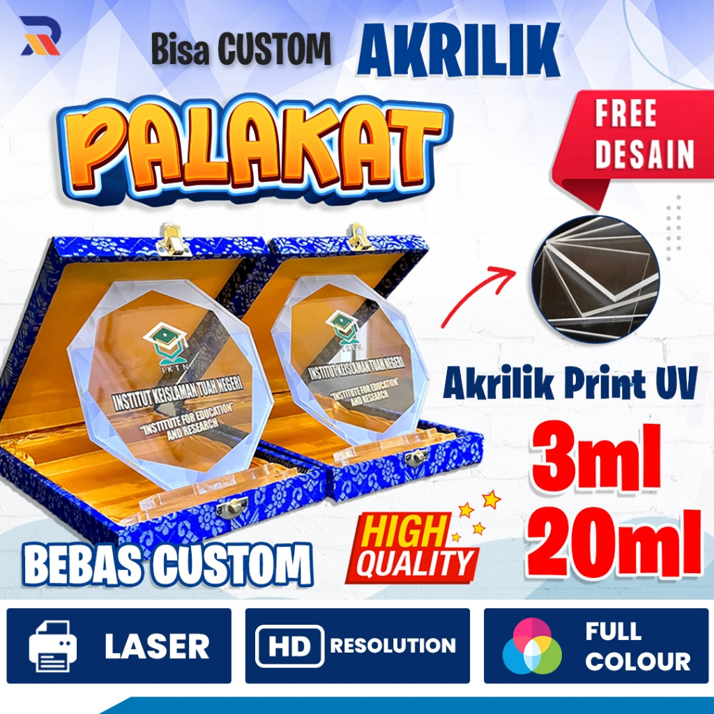 Jual Custom Plakat Akrilik Diamond Piagam Penghargaan untuk Wisuda ...