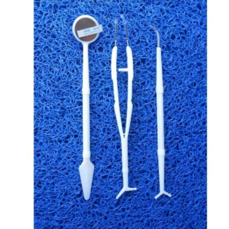 Jual Dental instrumen set gigi plastik steril isi 3 / sonde kaca mulut ...