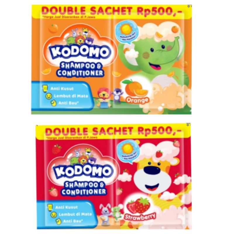 Jual Kodomo Shampoo & Conditioner renceng kemasan double sachet 1 renceng isi 12 sachet × 10ml ...