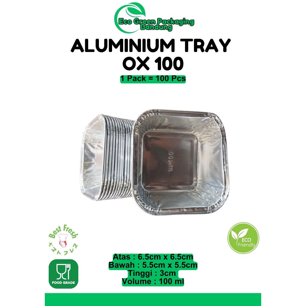 Jual ALUMUNIUM FOIL CUP OX 100 / ALUMUNIUM FOIL TRAY / KOTAK ALUMUNIUM ...