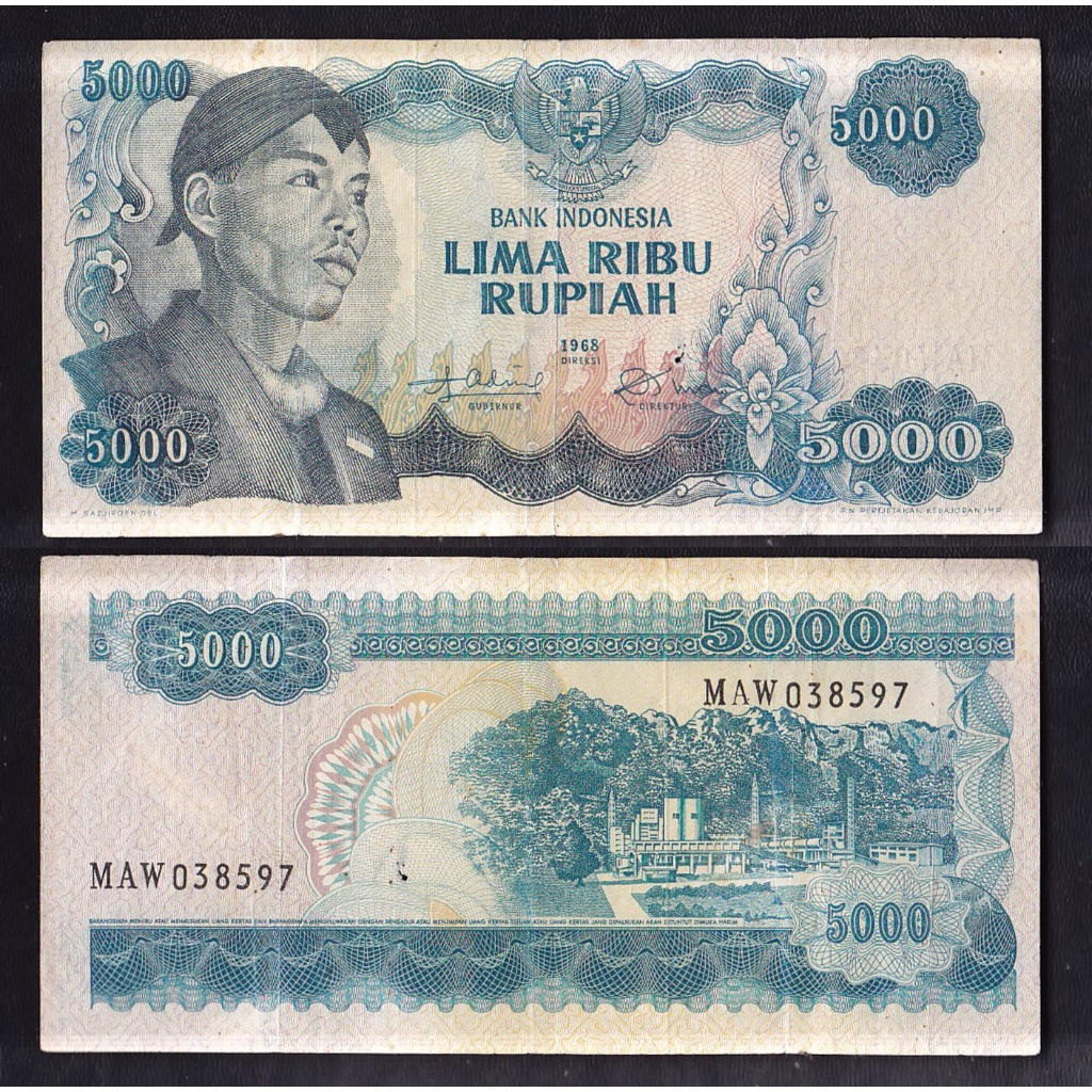 Jual Uang kuno 5000 rupiah tahun 1968 Jendral Sudirman #S/N ... MAW ...