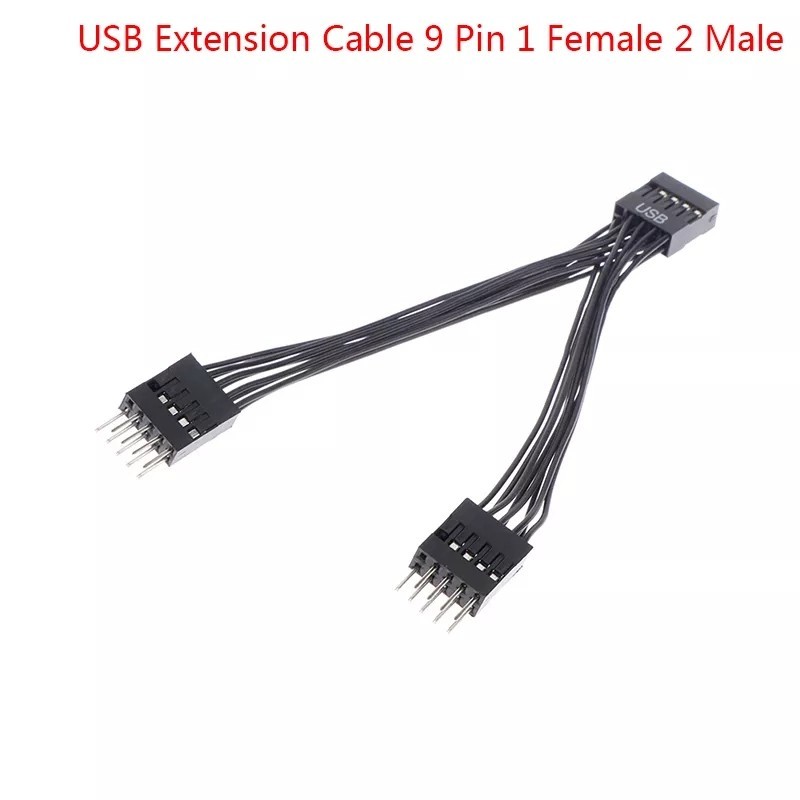 Jual Kabel Extension Y Splitter 9 pin Motherboard 1 to 2 USB Hub Aio ...