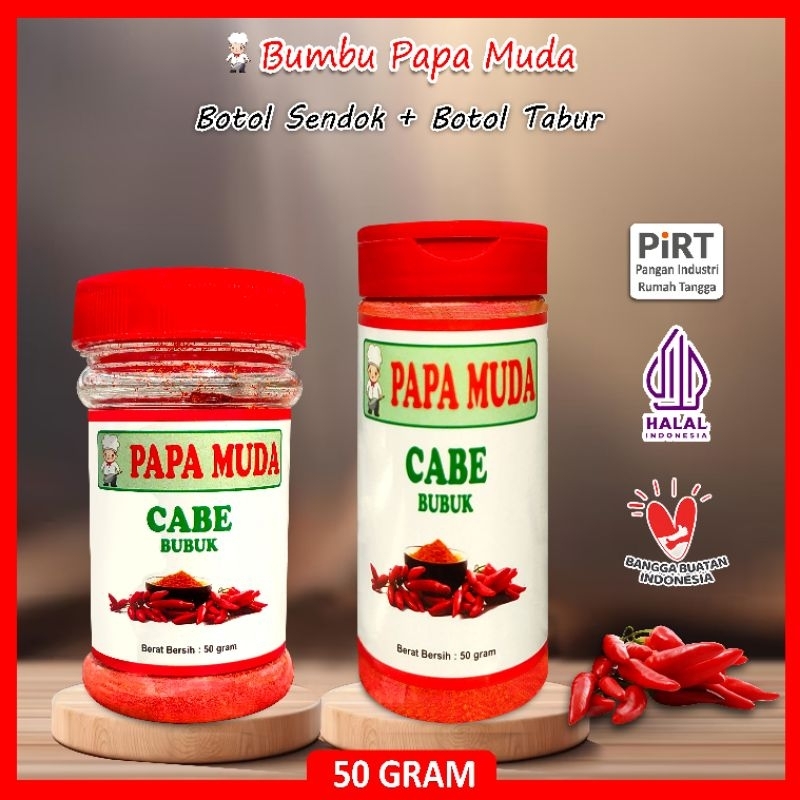 Jual Bumbu Papa Muda - Cabe Bubuk 50 gram - Kemasan Botol Sendok ...