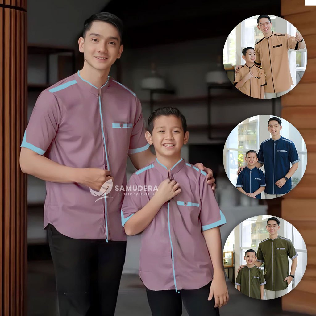 Jual Baju Koko Couple Ayah Dan Anak Laki Laki Lengan Pendek Terbaru 2025 Baju Koko Couple Busana ...