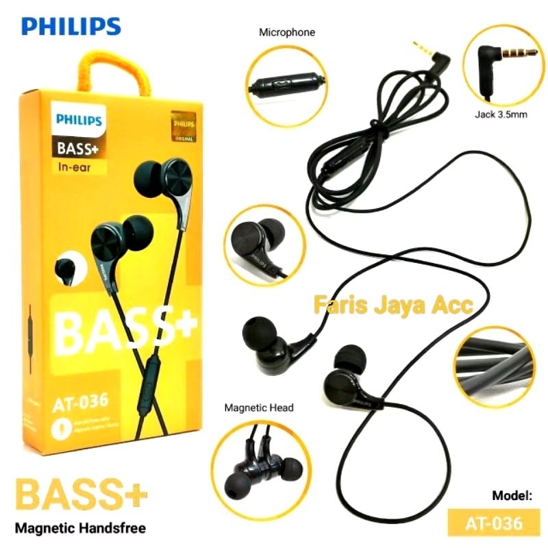 Jual Handsfree Philips Magnet AT-036 Original Super Bass+ Music ...