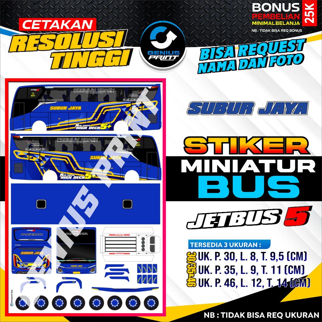 Jual STIKER MINIATUR BUS JETBUS 5 SUBUR JAYA | Shopee Indonesia